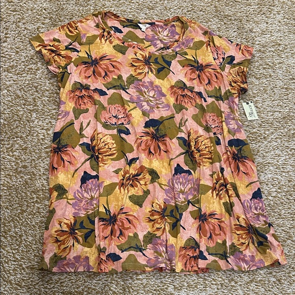 Terra & Sky | Dresses | Terra Sky Pink And Yellow Floral Midi Dress ...